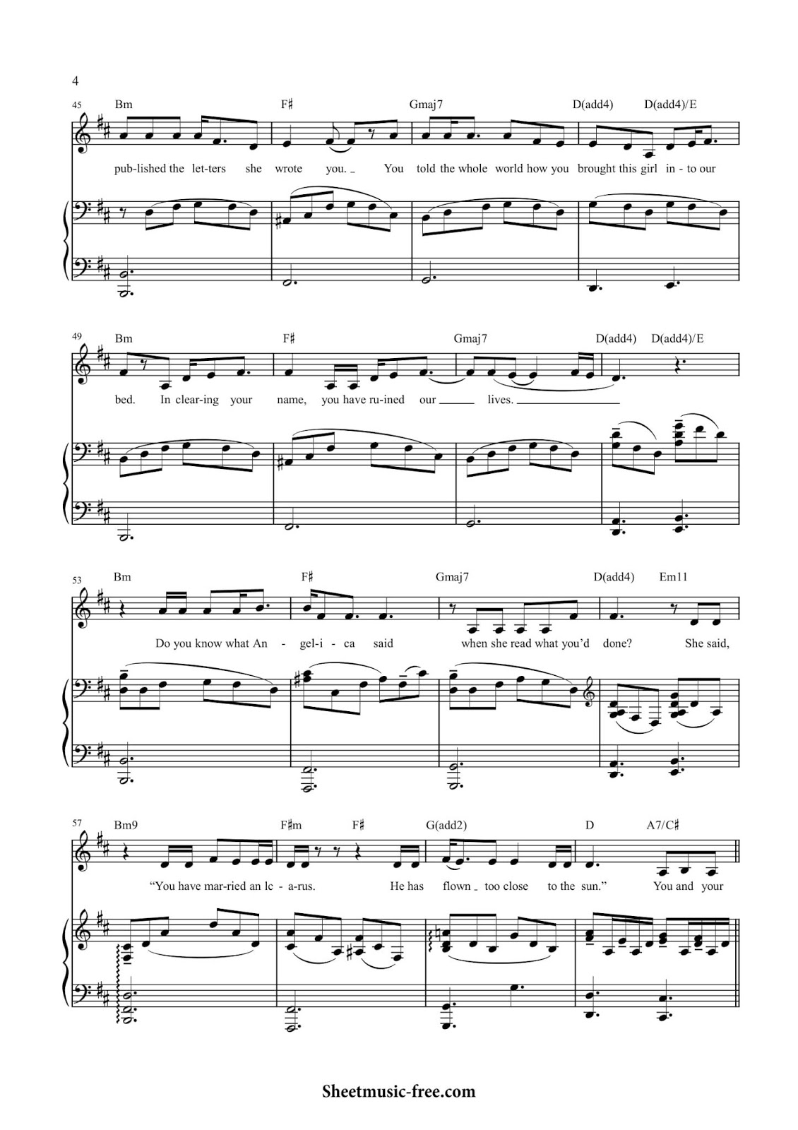 Hamilton Burn Sheet Music - Burn piano Hamilton #pianomusic | Piano ...