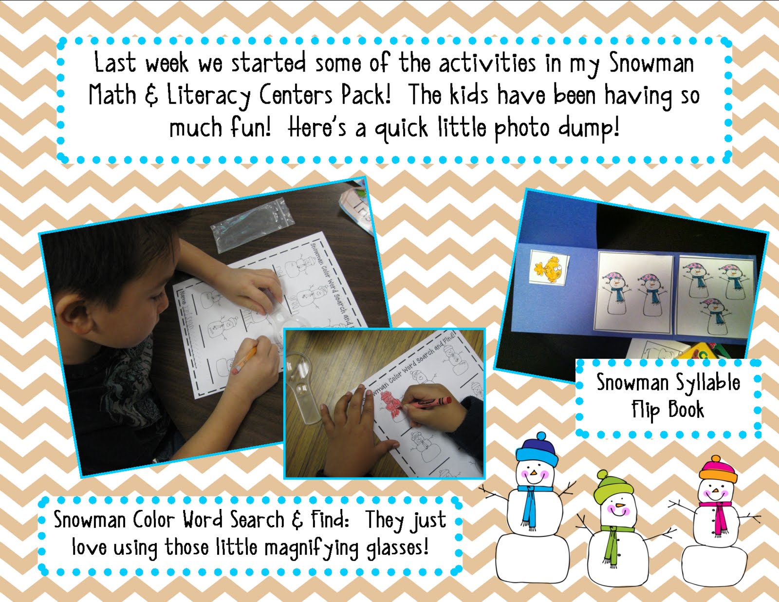 Teaching, Learning, & Loving: Snowman Math & Literacy Centers