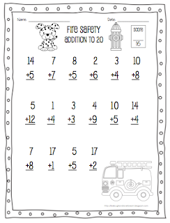 Classroom Freebies Too: FREE Fire Safety Addition Practice Page