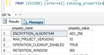 Microsoft Business Intelligence: Catalog properties table in SSISDB
