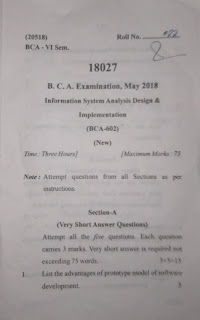 BCA INFORMATION SYSTEM 6TH SEM CCSU LAST 5 YEAR QUESTION PAPER 2018 ...
