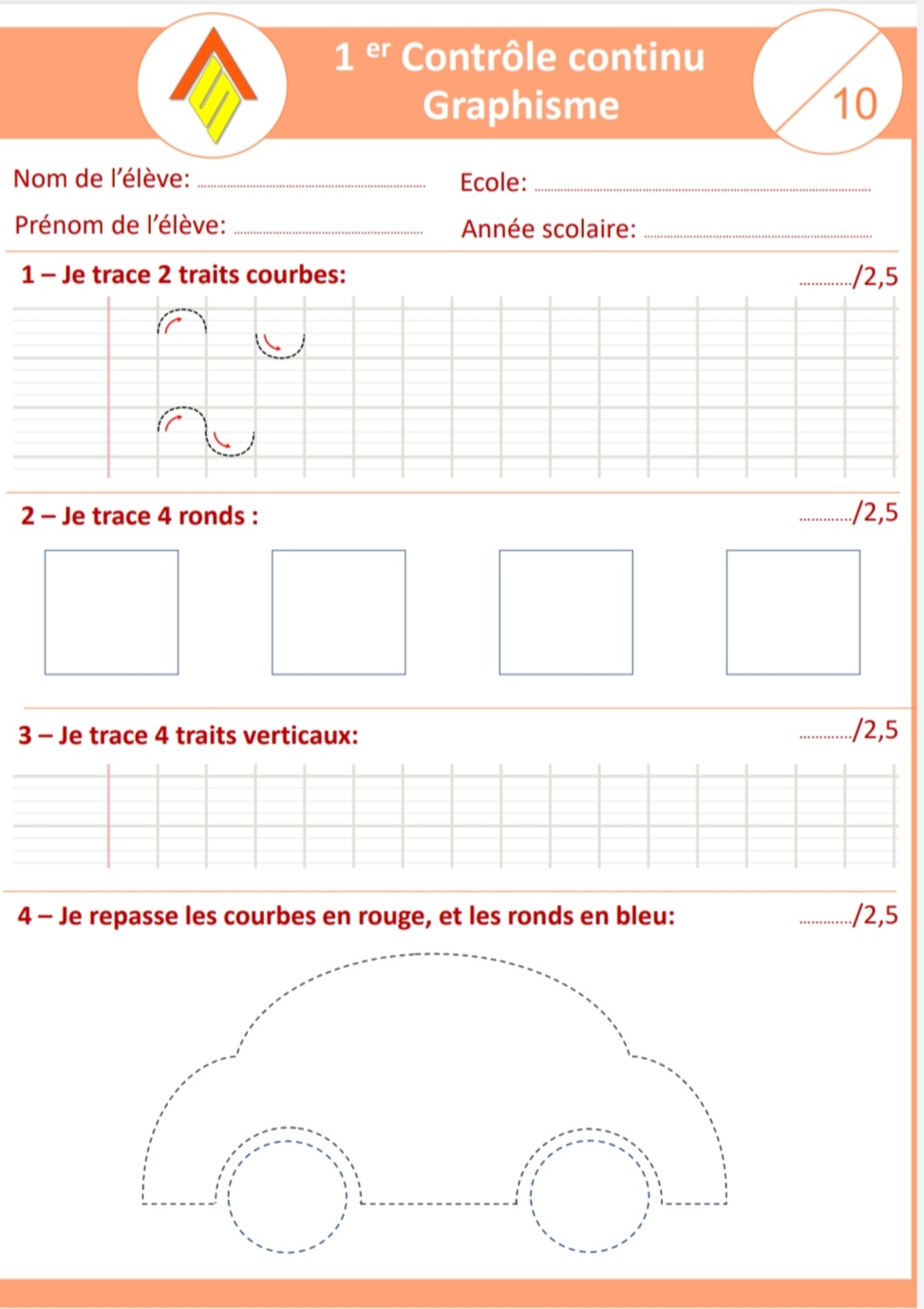 1er contrôle continu du français écriture graphisme lecture - موقع ...