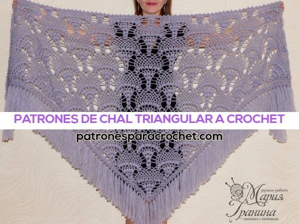 Patrones de chal triangular a crochet