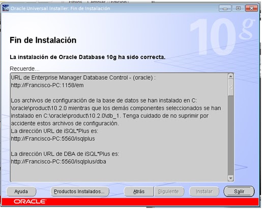 Oracle DBMS: Instalación en Windows 7