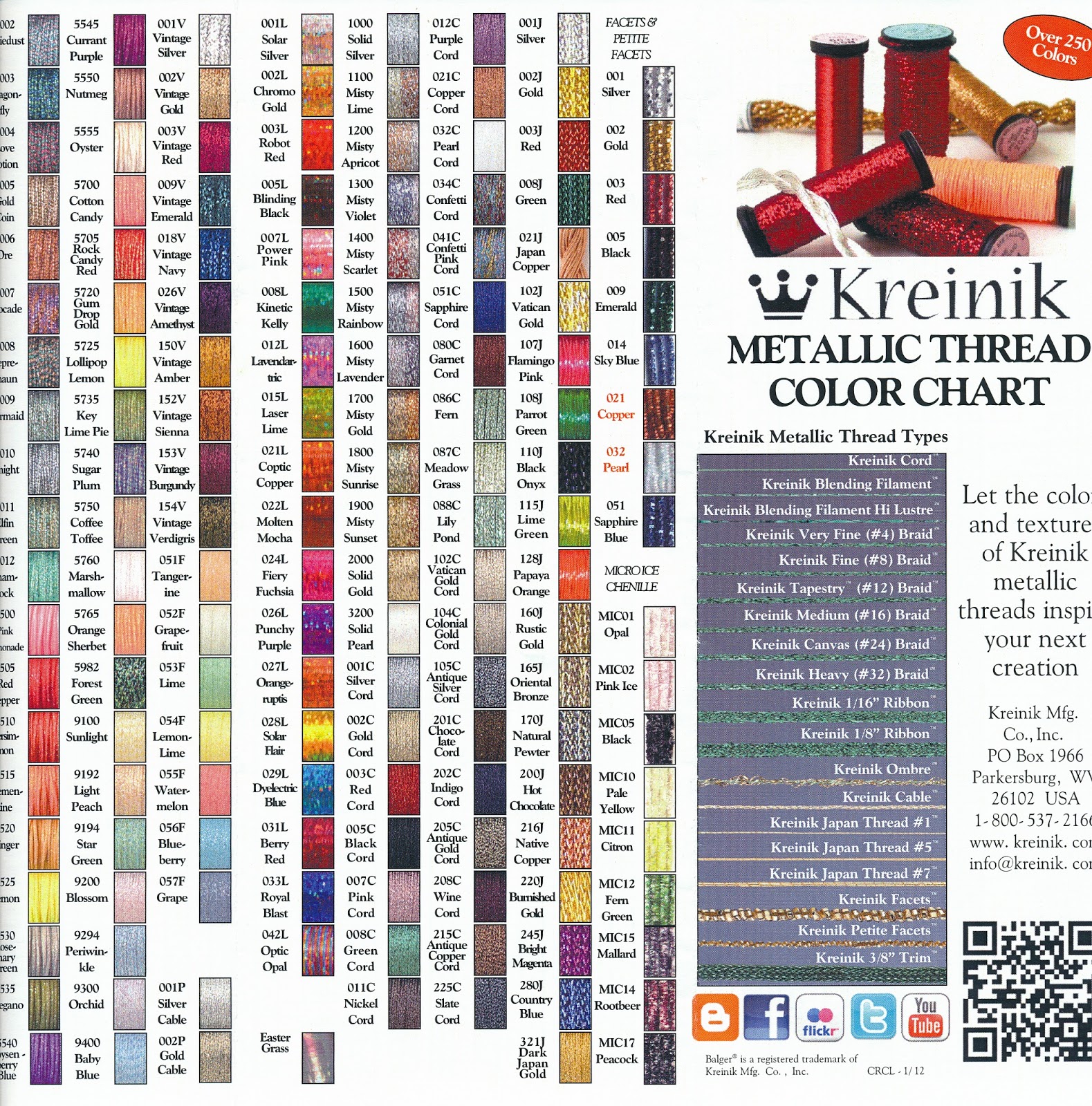 Puntadas y más: KREINIK COLOR CHART CHART