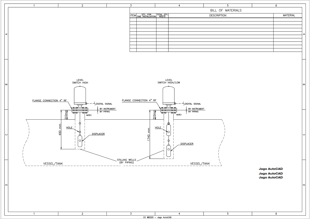 Download Hook-Up Level Switch Displacer - Top DWG AutoCAD Free