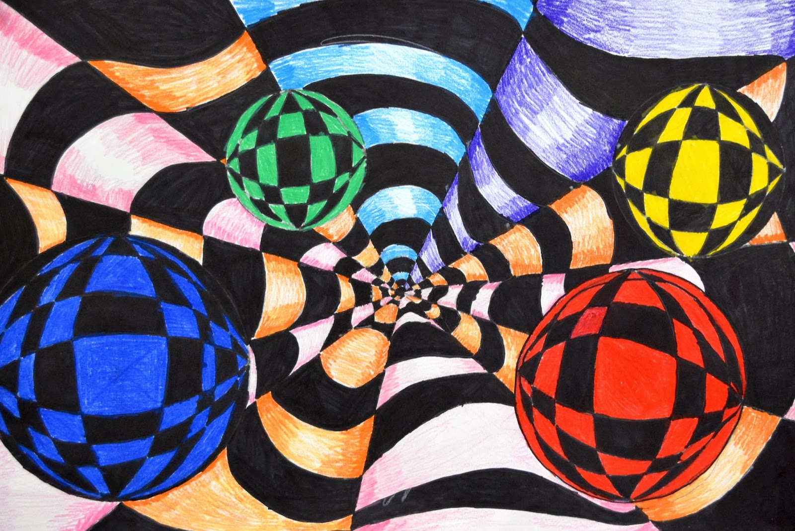 Lessons from the K-12 Art Room: Op Art in the style of Bridget Riley