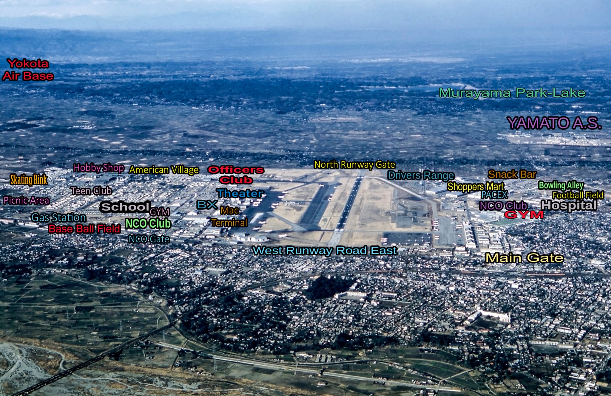 Michael G Skidmore: tachikawa air base Japan 1965 Aerial photos