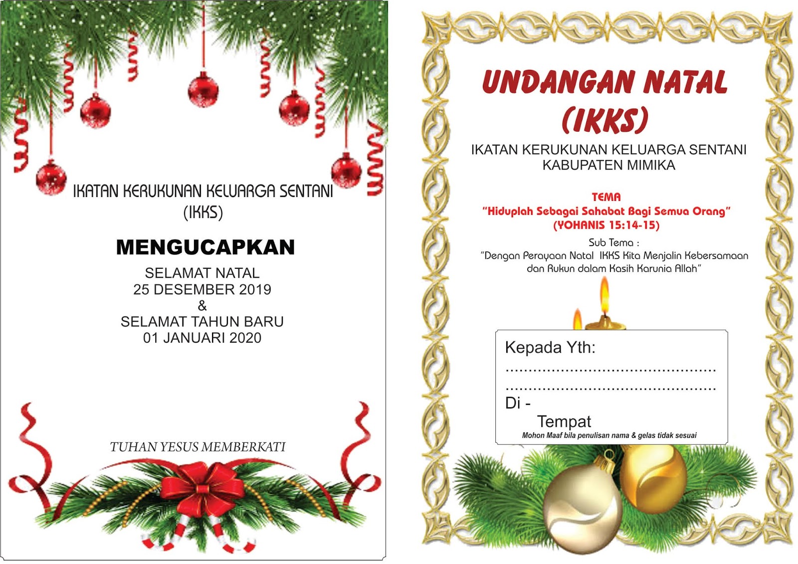 CONTOH DESAIN UNDANGAN NATAL SEDERHANA