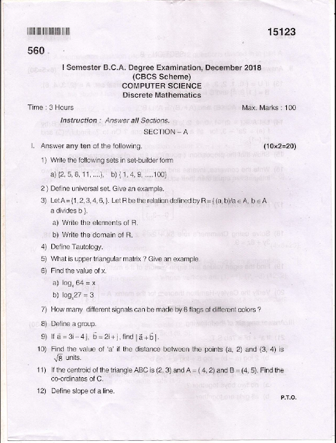 Bangalore University b.c.a. Computer Science Discrete Mathematics ...