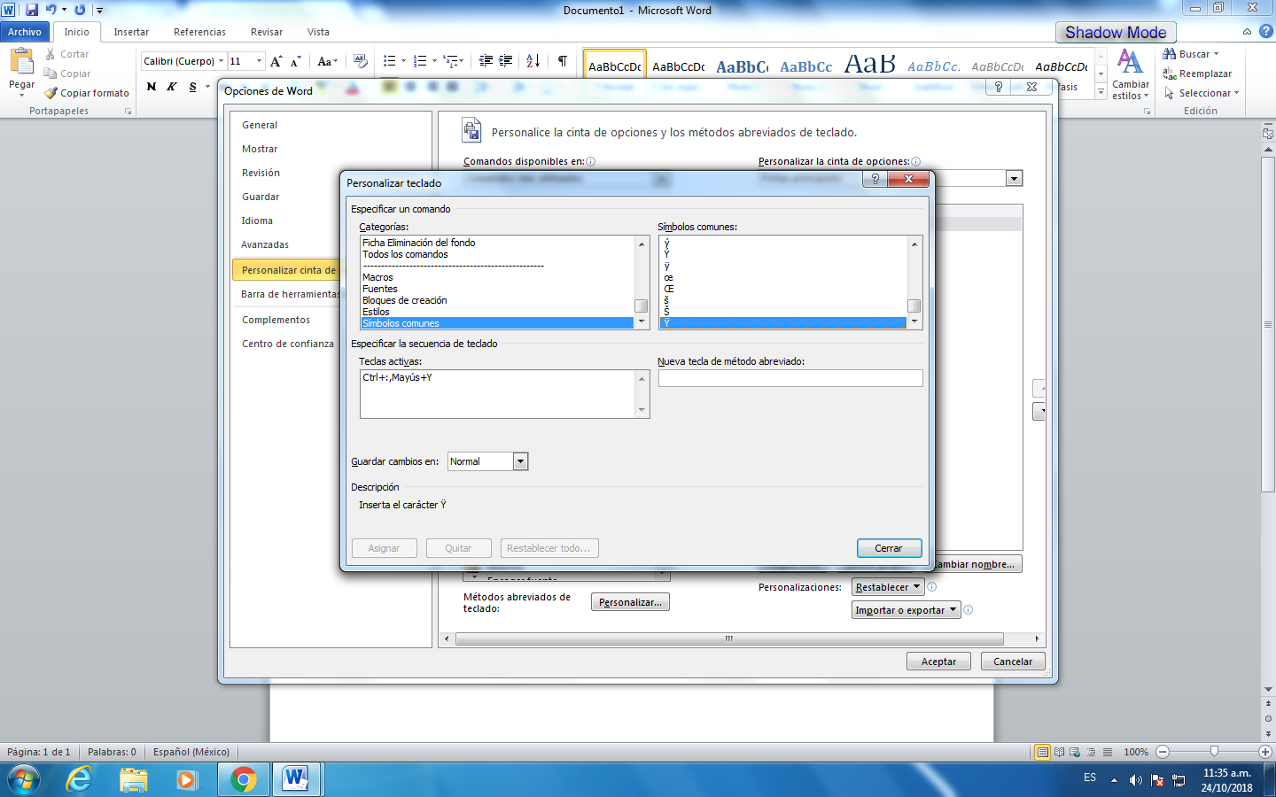 Configurar cinta de opciones en Word