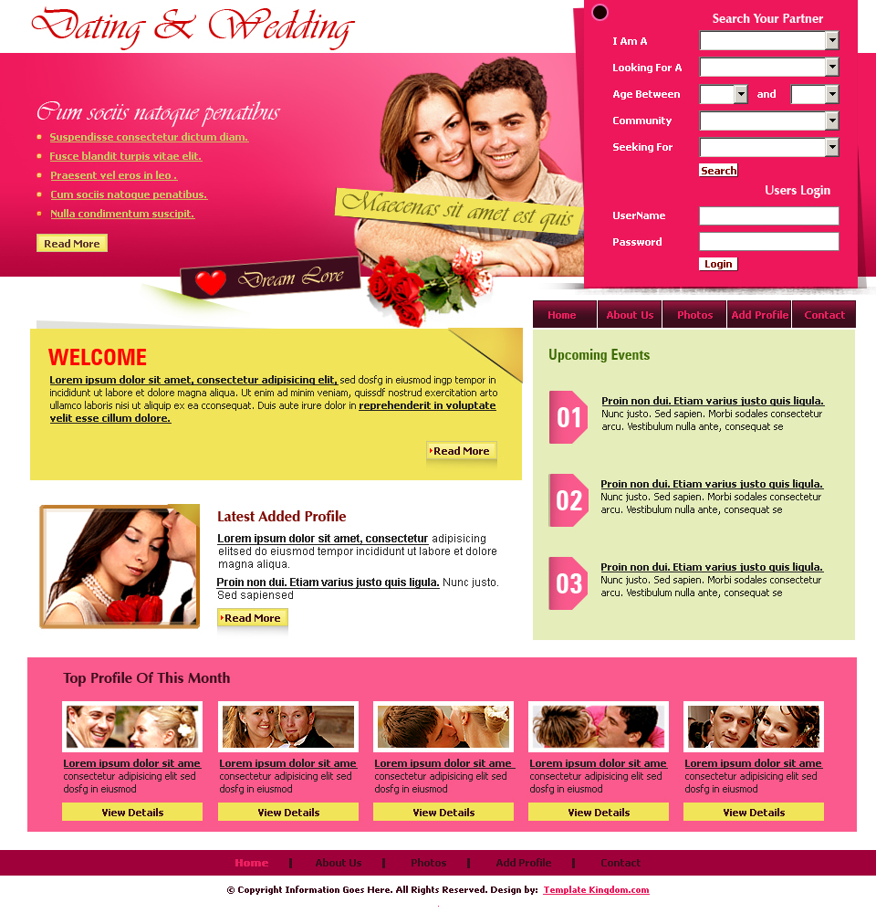 GRAPHIC DESIGN: This is my design of a Dating site & web page