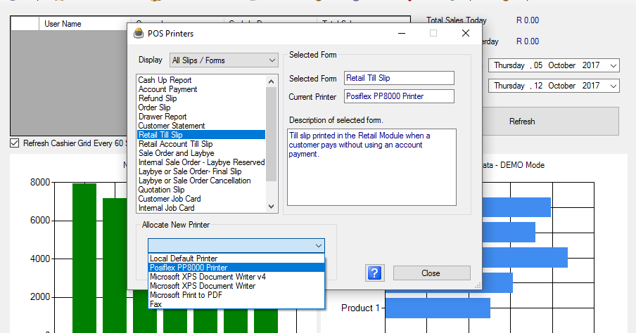 Using multiple printers for different forms