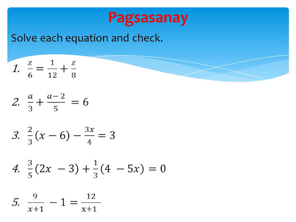 Mathematics Tutorial in Filipino: Lesson 2 - Linear Equations in One ...