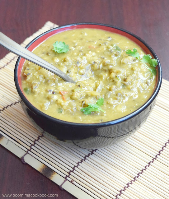 Poornima's Cook Book: Sprouted Green Gram Dhal Fry / Curry