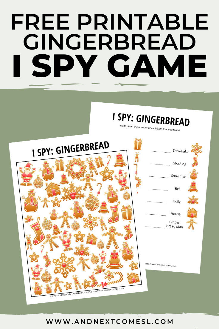 Gingerbread Christmas I Spy Game {Free Printable for Kids} | And Next ...