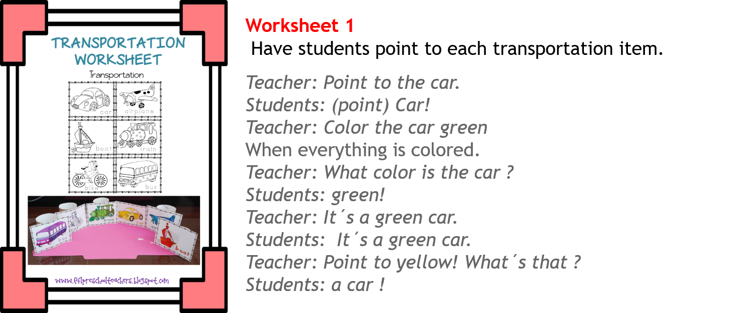 ESL/EFL Preschool Teachers: Transportation Review Unit for ELL