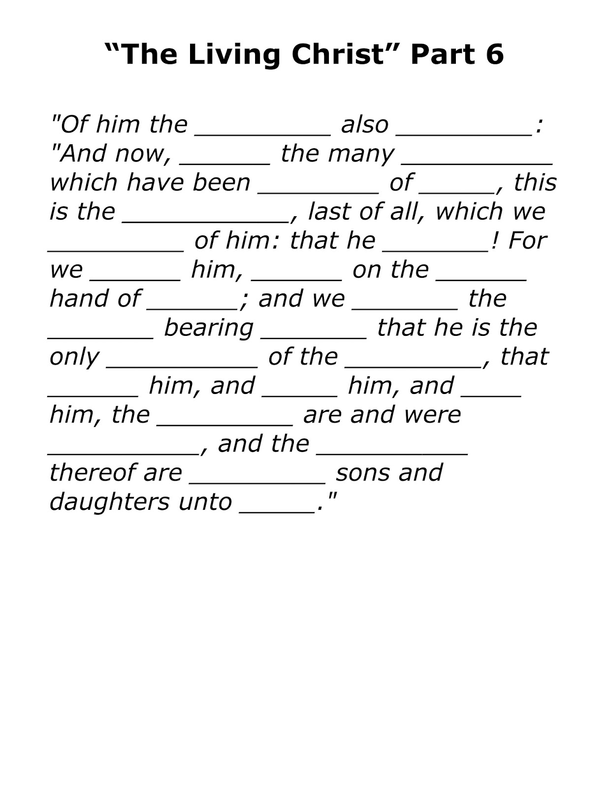 "The Living Christ" Songs: "The Living Christ" Part 6