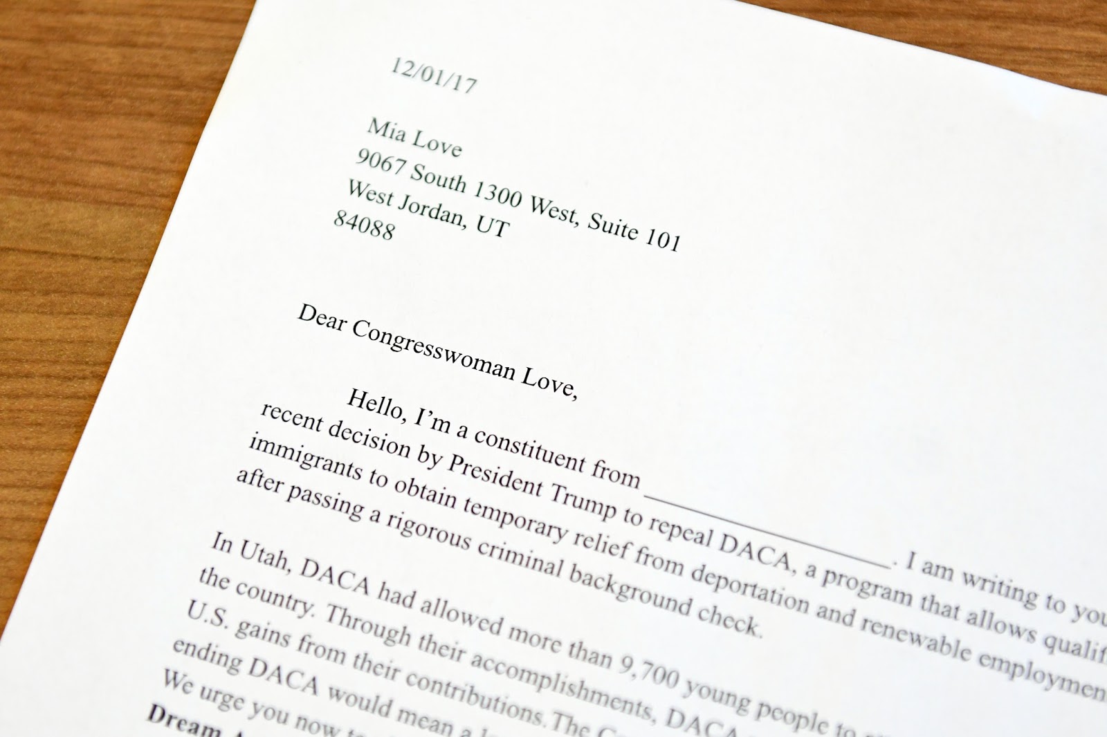 Students Write Letters in Support of DACA