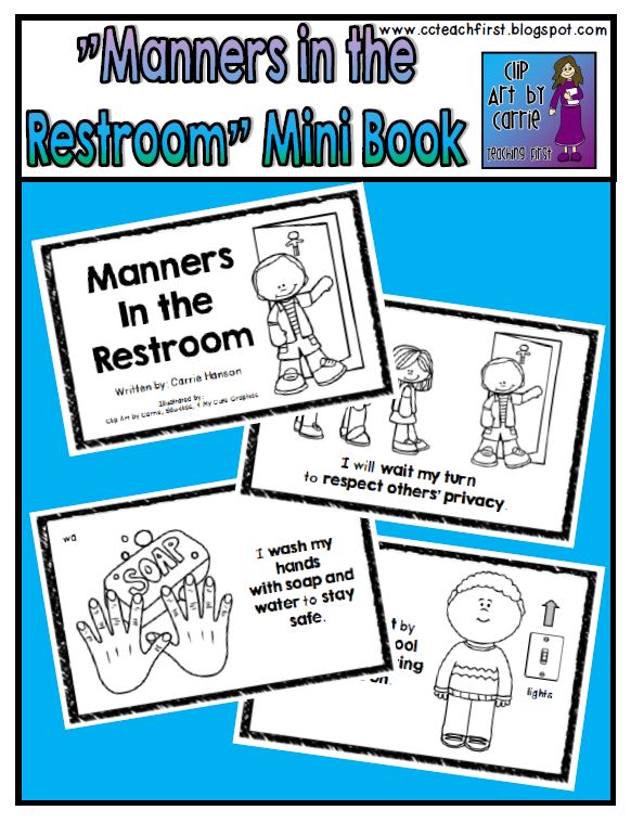 Clip Art by Carrie Teaching First: Manners in the Restroom Mini-Book