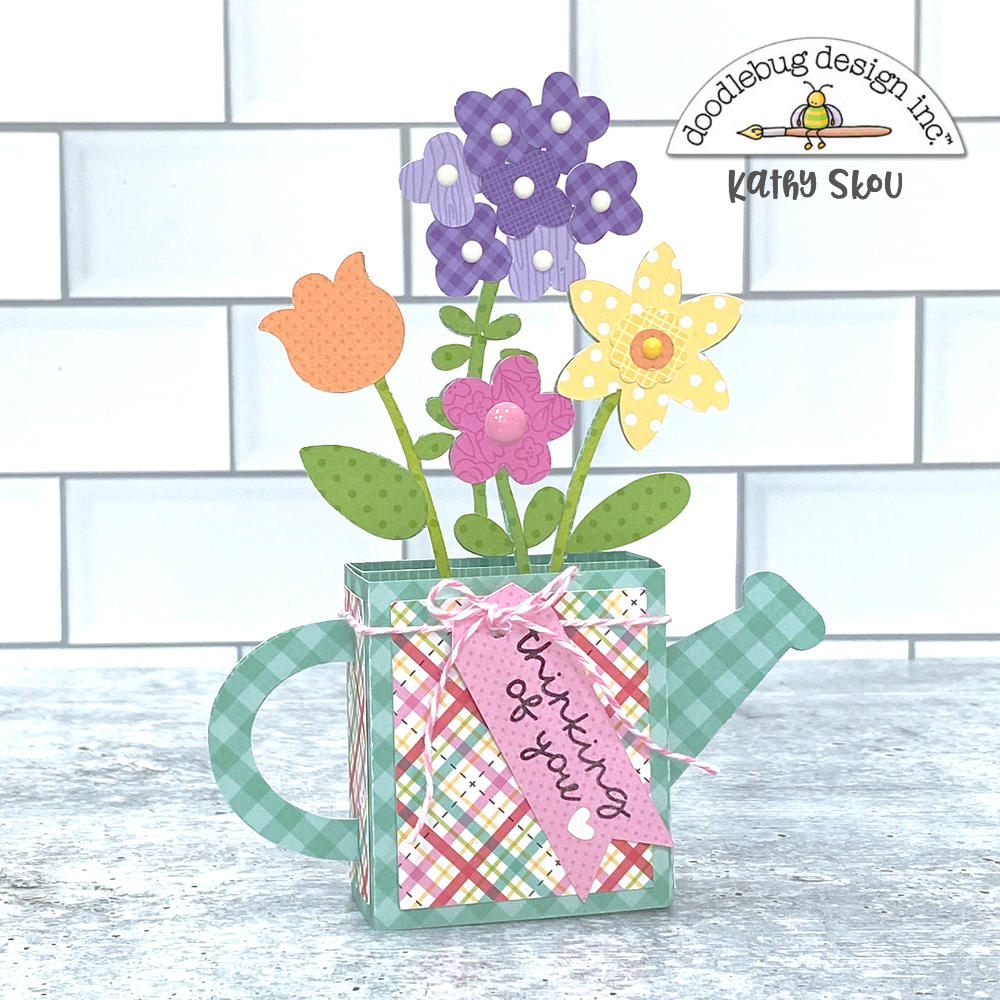 Doodlebug Design Inc Blog: SIMPLY SPRING WATERING CAN BOX CARD | with Kathy