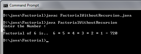 Java Program To Calculate Factorial Of A Given Number