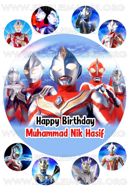 Edible Image Ultraman Happy Birthday 7 inch cake - Aisha Puchong Jaya