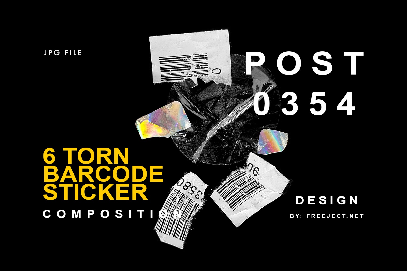 Free Download Torn Barcode Sticker Composition - JPG File