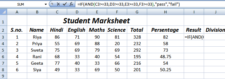How to Create a Marksheet in Ms Excel | Computer all notes