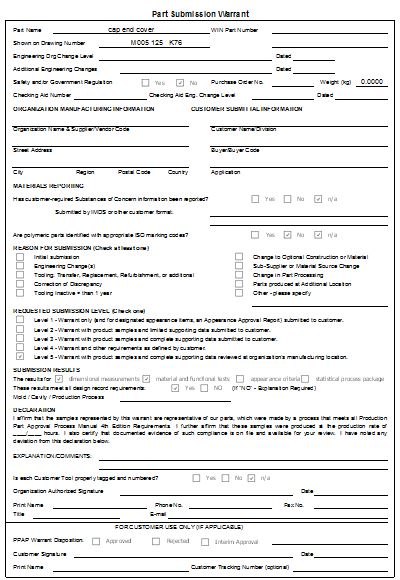 Production Part Approval Process (PPAP) - B.tech Projects