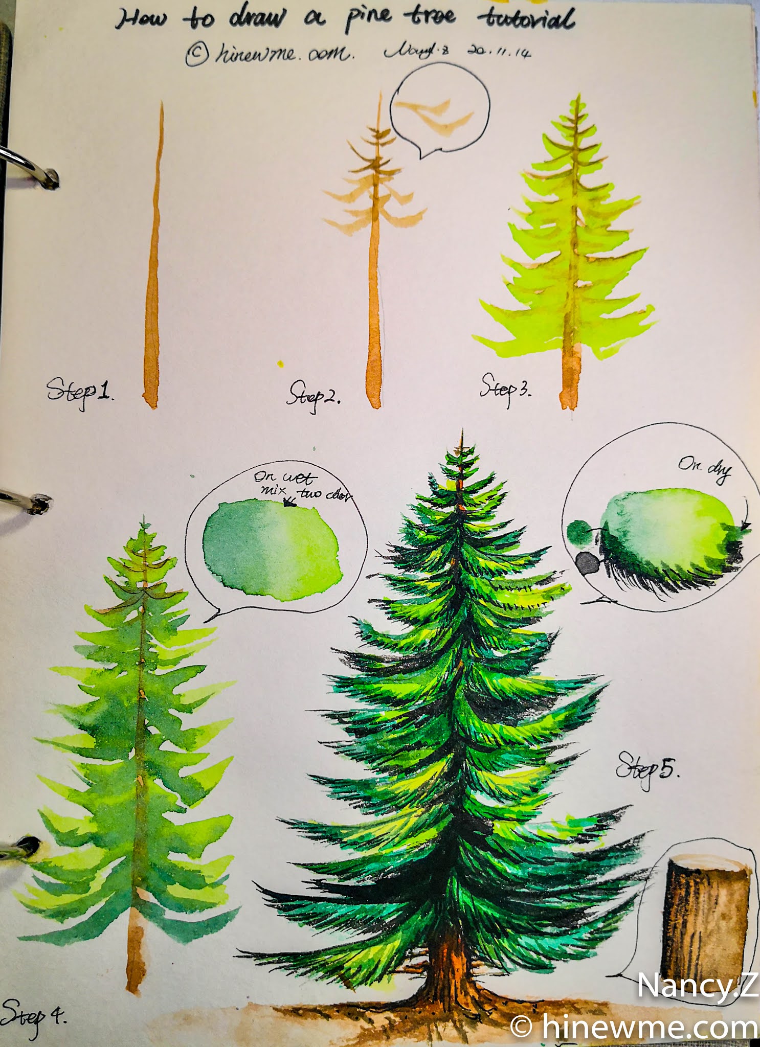 8 Methods and Ideas How to draw a tree and house tutorial, paint step ...