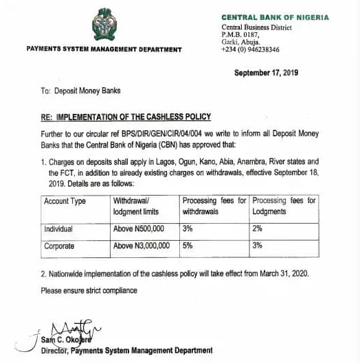 CBN Begins Imposing Additional Charges On Cash Deposits, Withdrawals ...