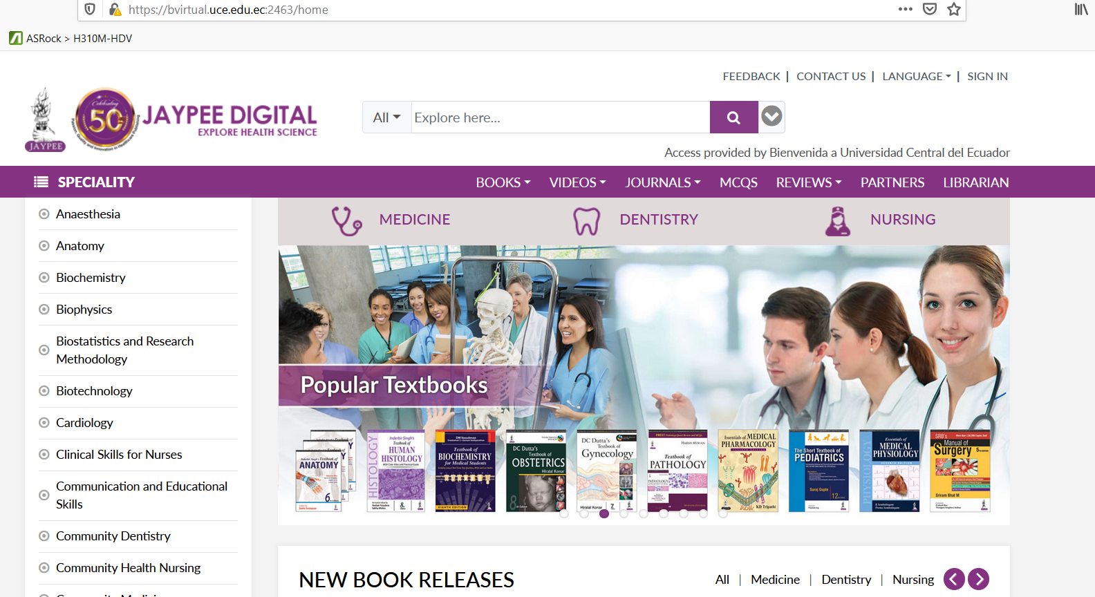 UCE-DTIC: UCE-SIB Jaypee Digital, Biblioteca medicina