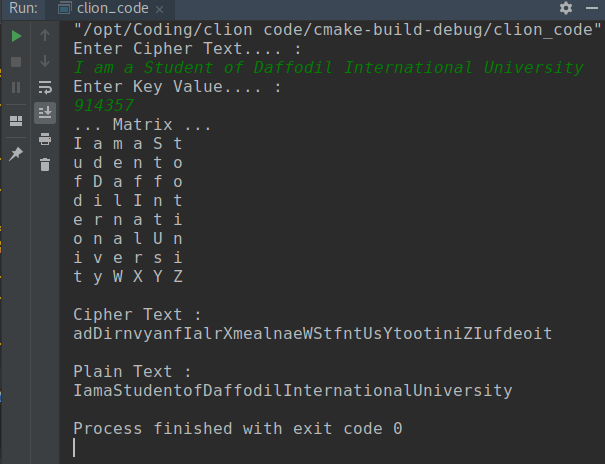 Transposition Cryptography Algorithms Decryption Cipher Text To Plain Text Using C