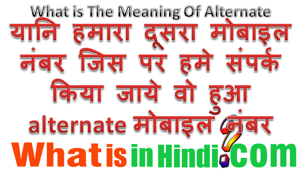 Alternate ka matlab kya hota hai hai | What is the meaning Alternate in ...