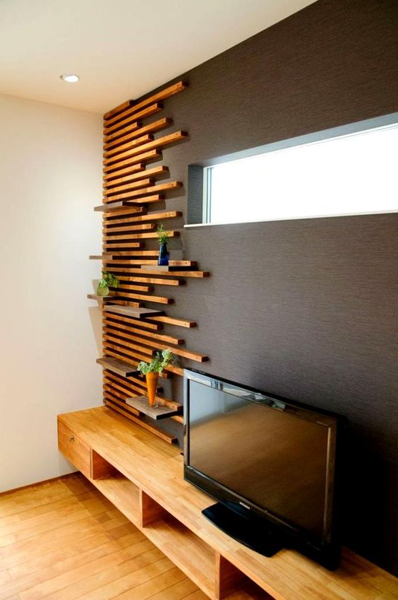 Different ideas for using wooden planks in interior design