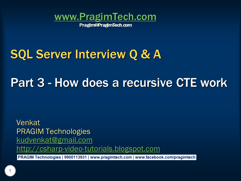 Sql Server Net And C Video Tutorial Part 3 How Does A Recursive