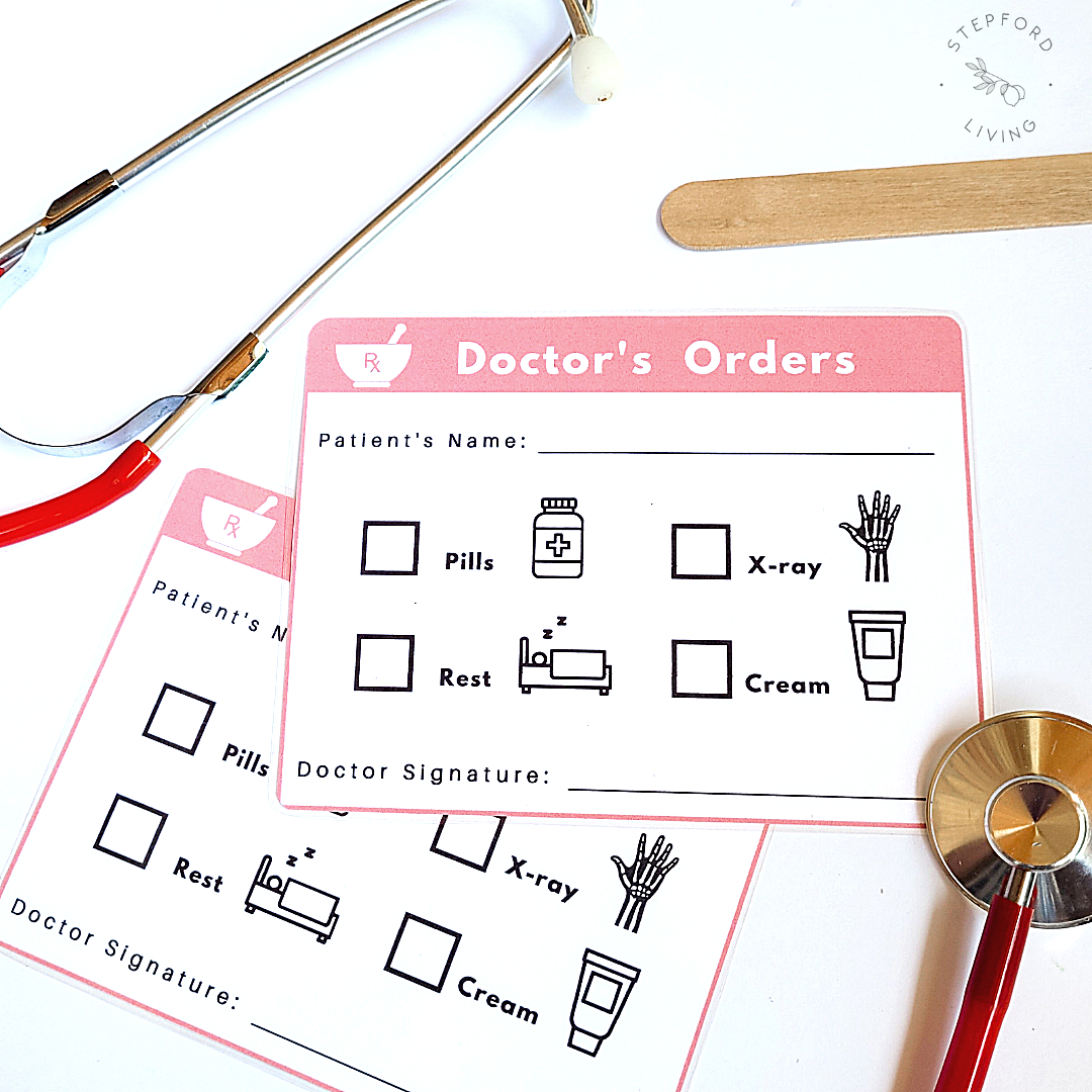 Free Doctor's Orders Prescription Cards for Dramatic Play