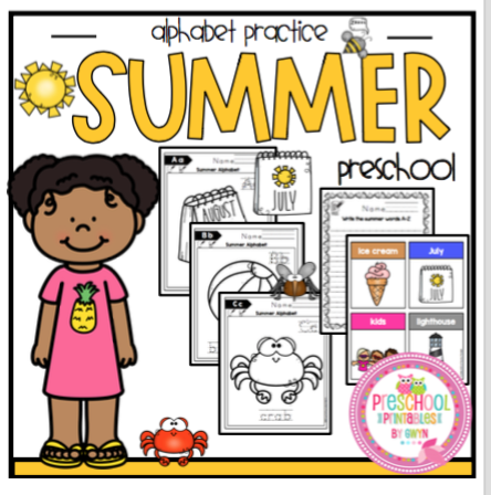 Summer Alphabet Practice "No Prep" ~ Preschool Printables