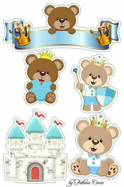 Baby Bear Prince in Light Blue: Free Printable Cake Toppers. - Oh My Baby!