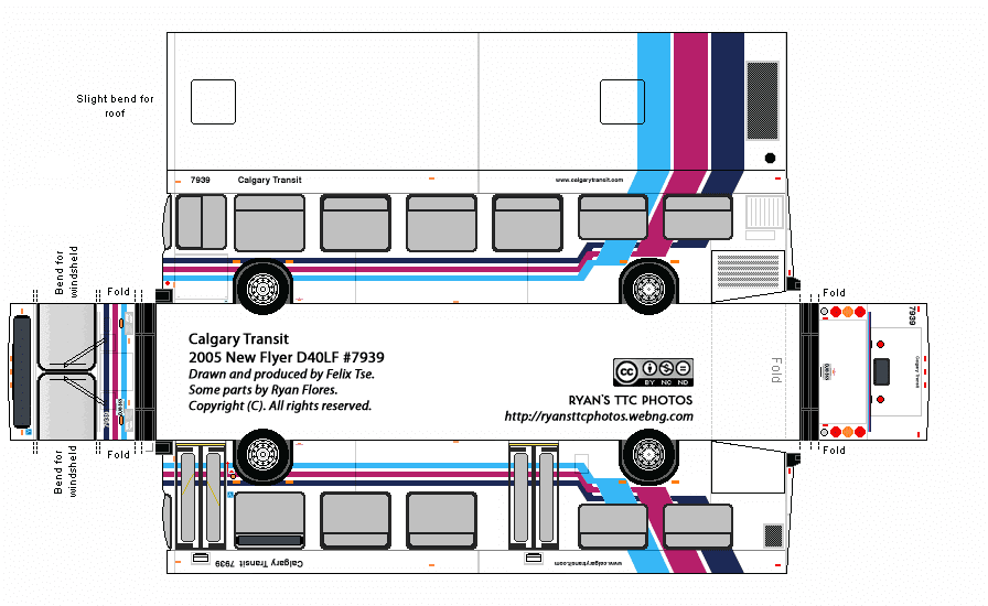 SP. Papel Modelismo: PaperCraft Bus 2005 New Flyer D40LF - Calgary Transit