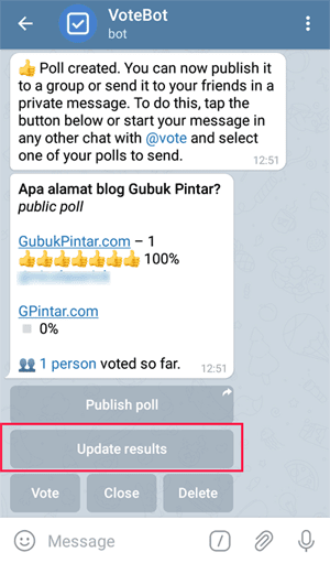 Cara Membuat Polling di Telegram dan Melihat Hasilnya - Gubuk Pintar
