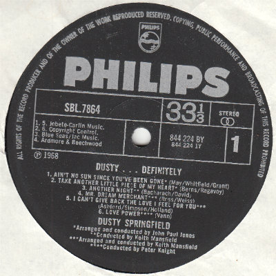 MONOLOVER: DUSTY SPRINGFIELD/ DUSTY...DEFINITELY SBL 7864 (-68) UK