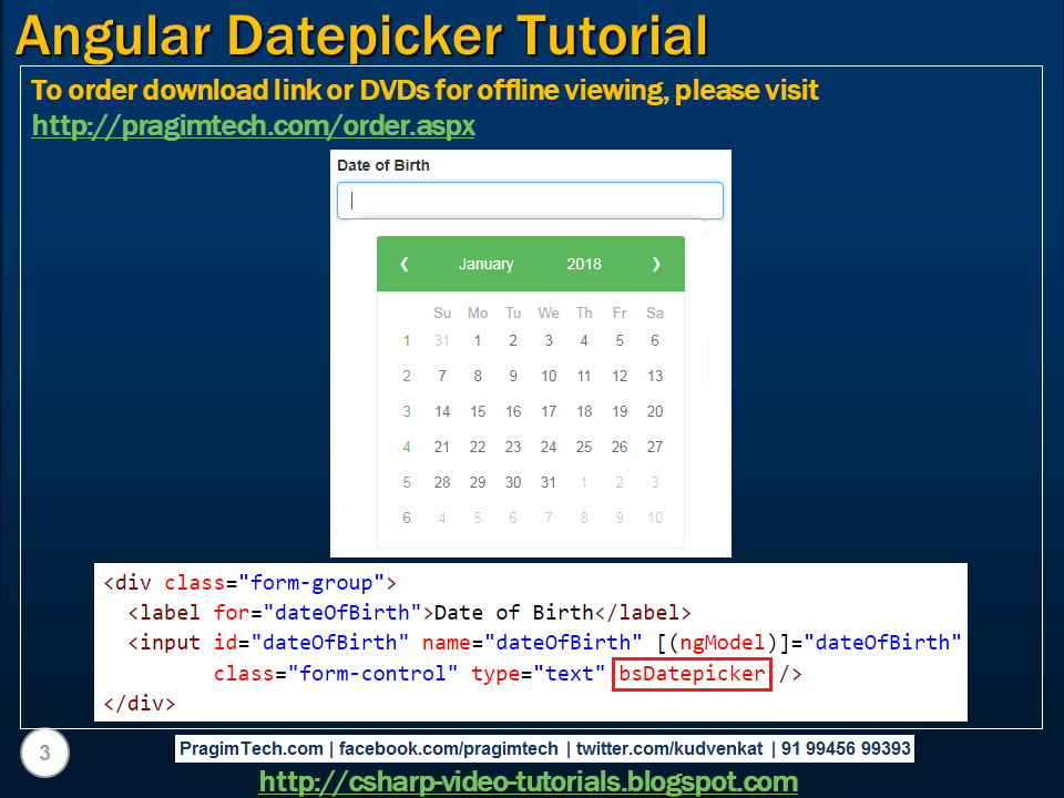 Sql Server Net And C Video Tutorial Angular Datepicker Tutorial Slides