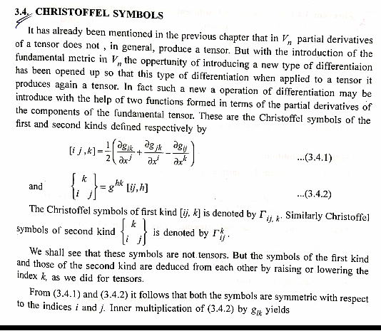 CHRISTOFFEL SYMBOLS, METRIC TENSOR