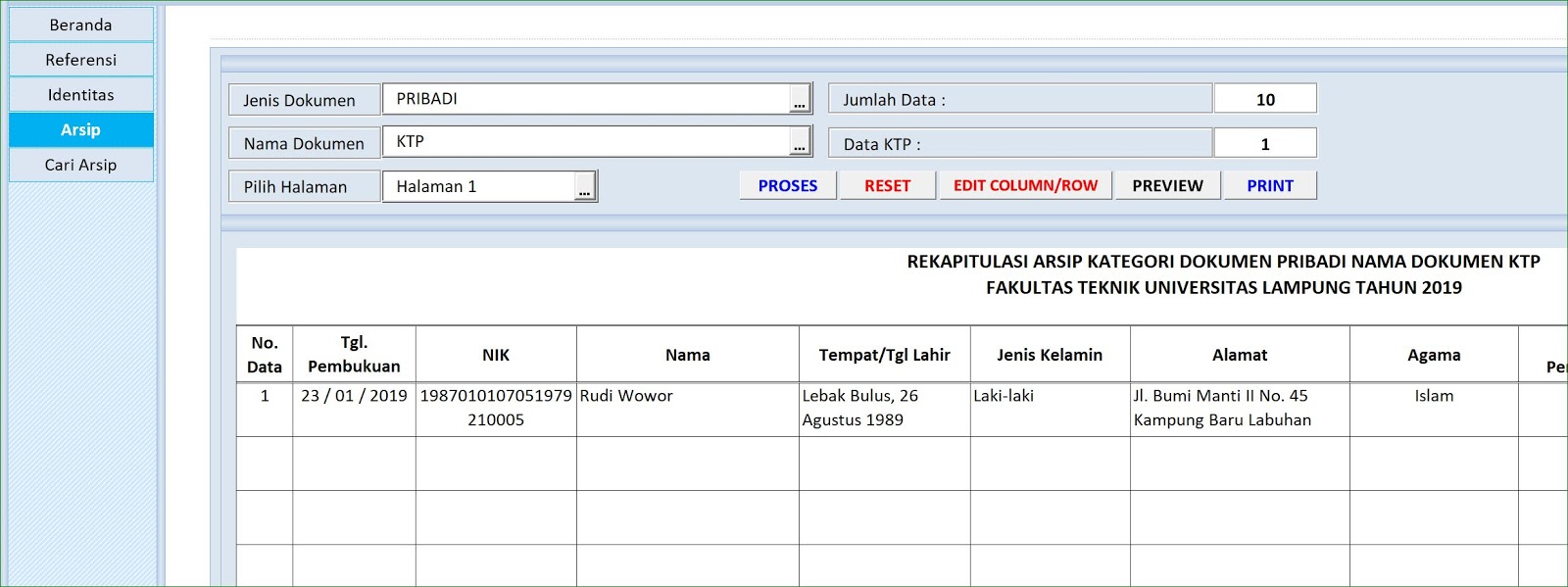 Aplikasi Excel Manajemen Arsip - ExcelManiacs