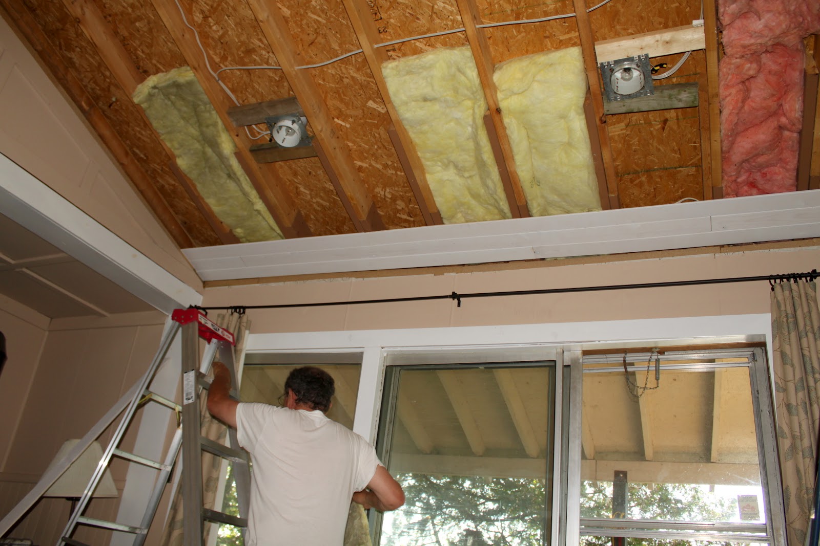 Hodge Podge Lodge: White-washed pine ceiling