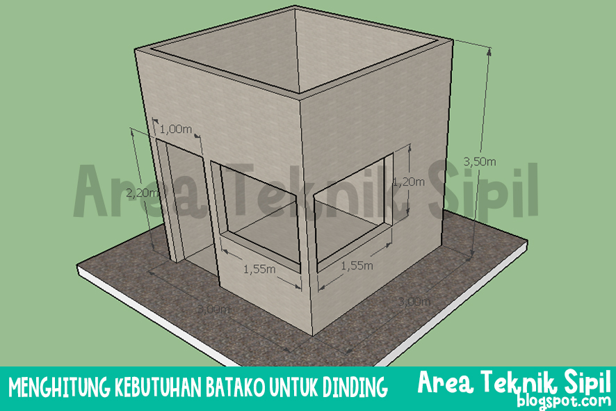 Menghitung Kebutuhan Batako untuk Dinding Bangunan ~ Area TEKNIK SIPIL