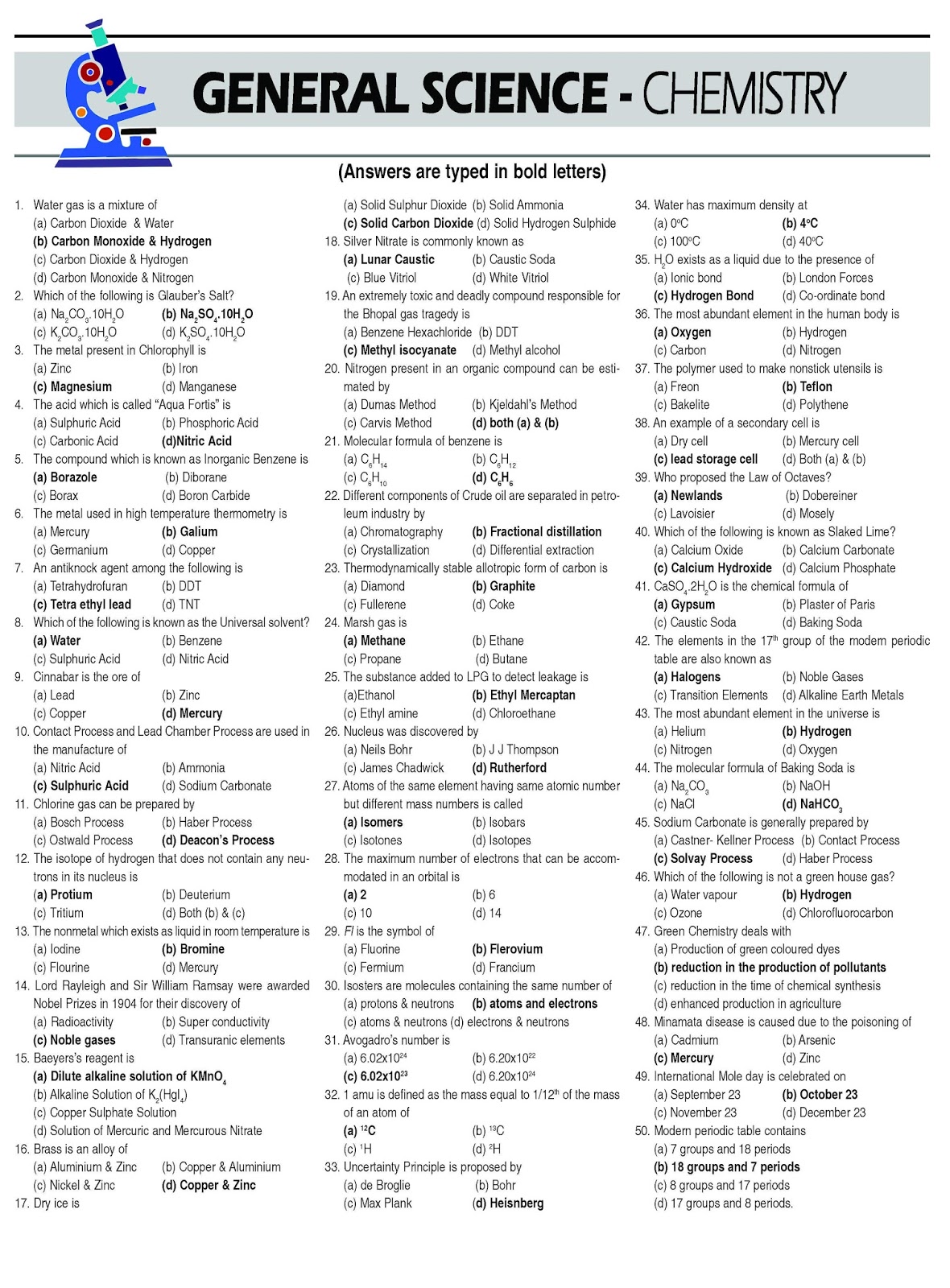 Kerala PSC Adda: GENERAL SCIENCE - CHEMISTRY