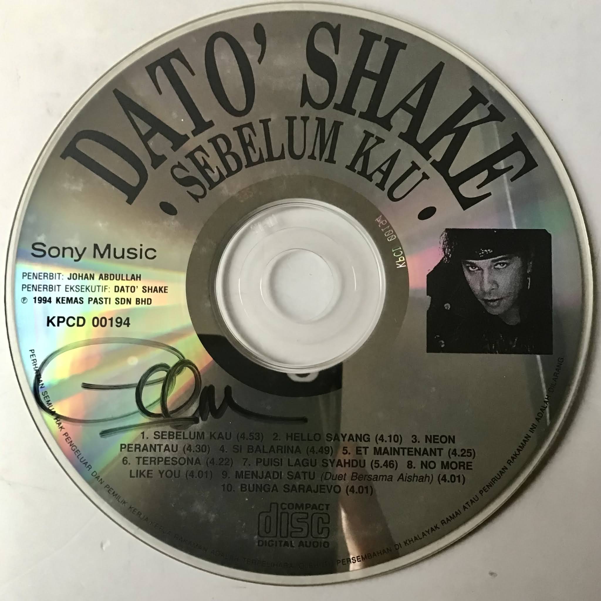 Dato Shake - Sebelum Kau (1994). Label: Sony Music.